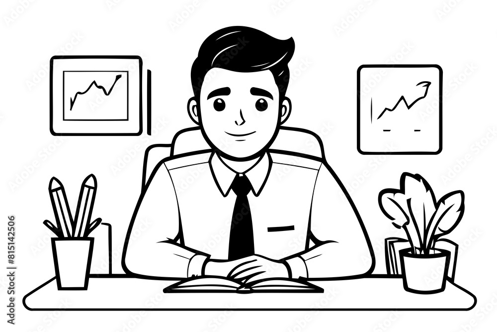 Vector illustration of a cute Man drawing for kids colouring activity ...