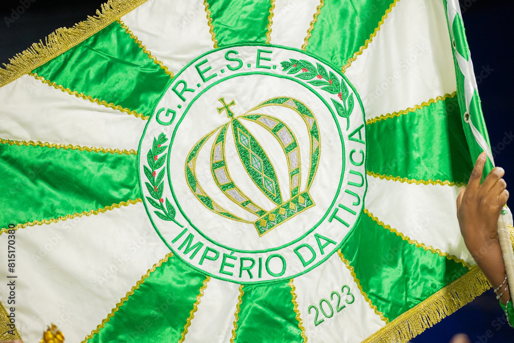 Flag of the imperio da tijuca samba school in Rio de Janeiro, Brazil ...