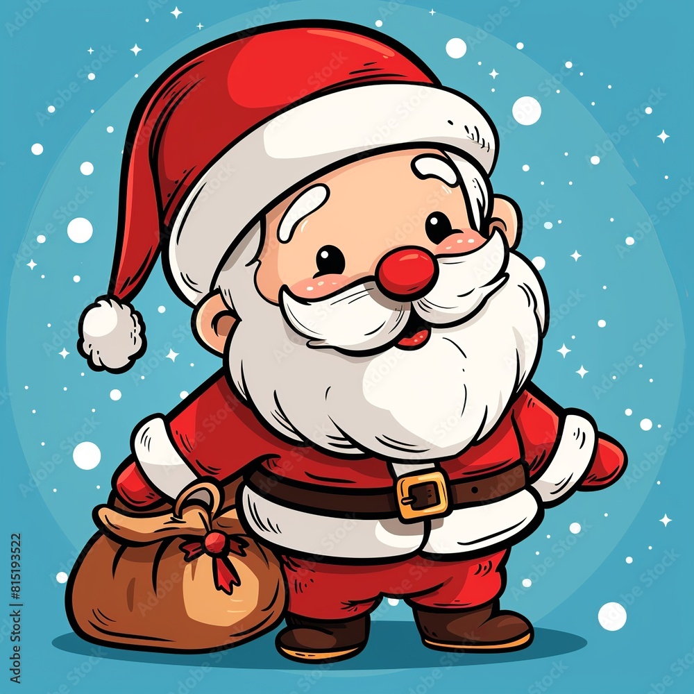 This black and white coloring page features a cartoon version of Santa ...