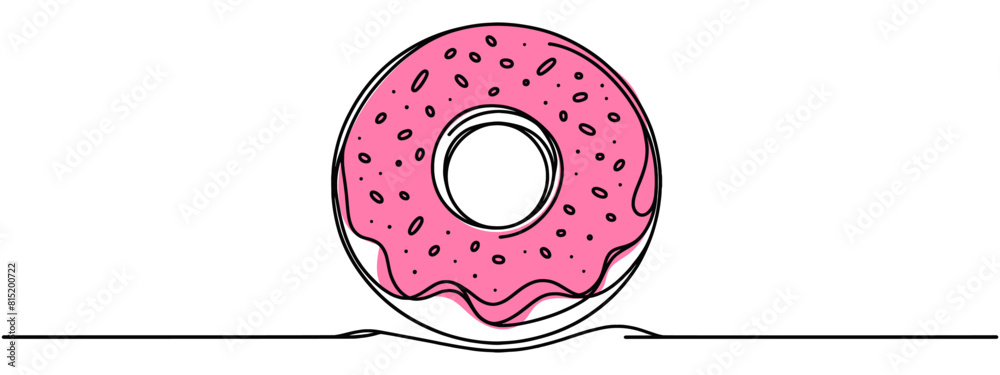 continuous line of donuts.one line drawing of donuts isolated on white ...