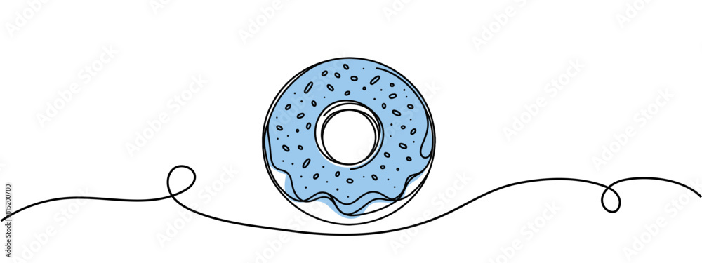 continuous line of donuts.one line drawing of donuts isolated on white ...