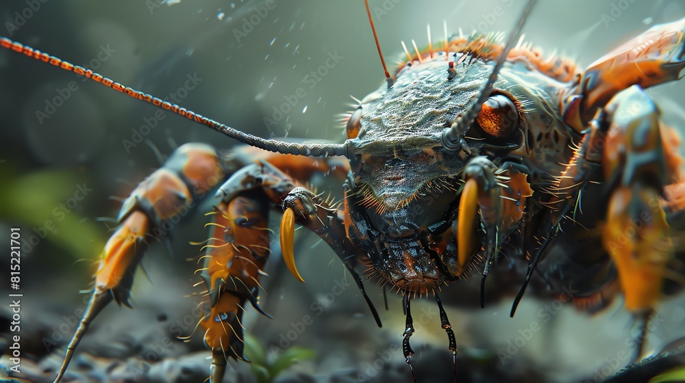 A terrifyingly realistic 3D rendering of a giant insect with pincers ...