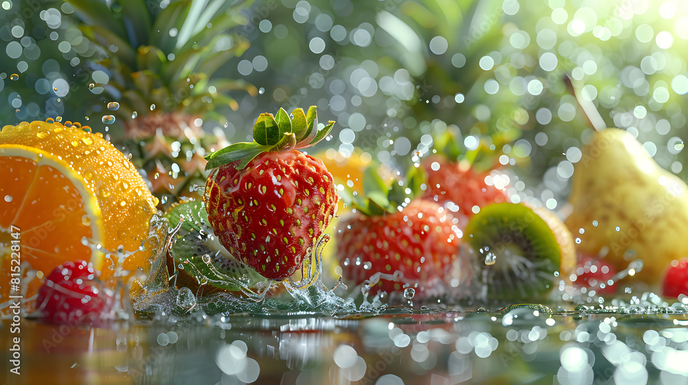 A vibrant arrangement of fresh tropical fruits like pineapple ...