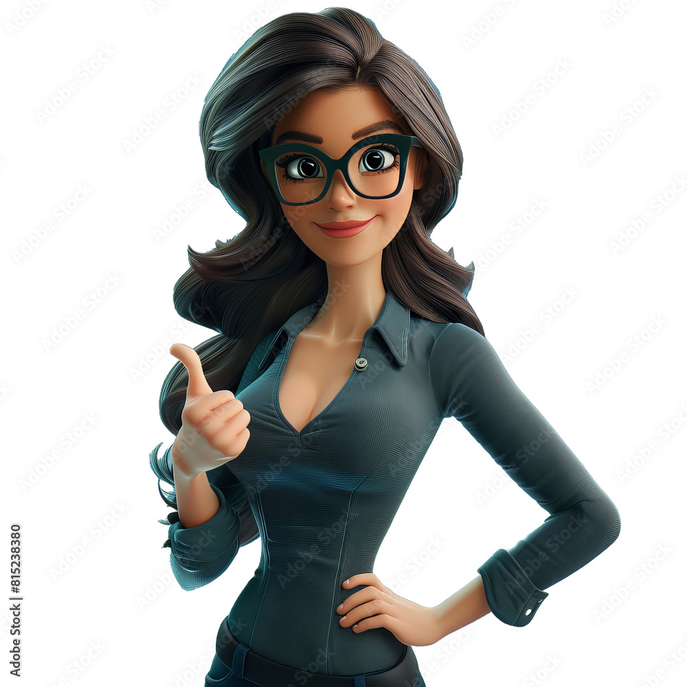 Happy female cartoon character with glasses and a cute nerdy look Stock ...