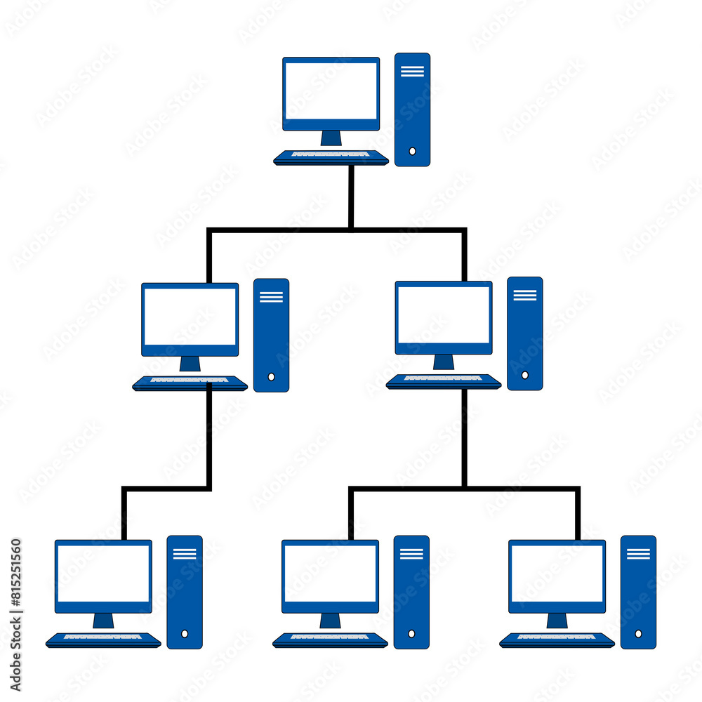 Tree topology network vector illustration, in computer network ...