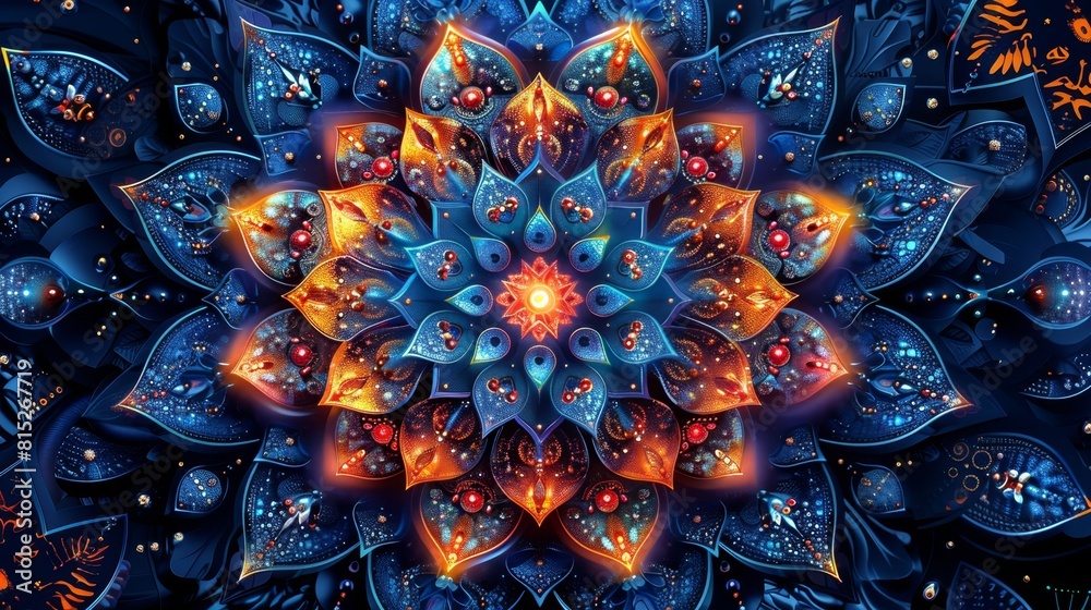 mandala art, complex mandala design with balanced shapes and bright ...