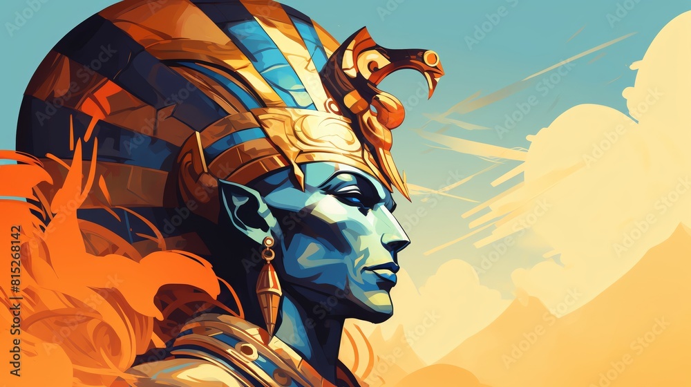 Osiris legend flat design side view Egypt mythology theme water color ...