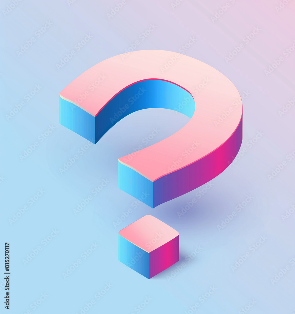 isometric question mark icon, blue background Stock Photo | Adobe Stock