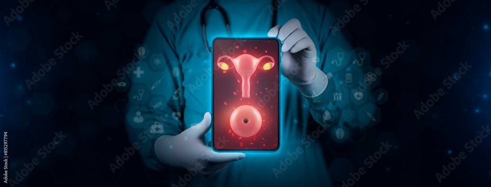 Photo Stock Effective PAP test. Interior of the cervix in good health ...