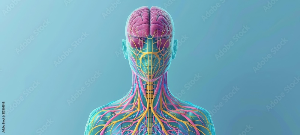 Nervous system diagram top view human anatomy theme animation Tetradic ...