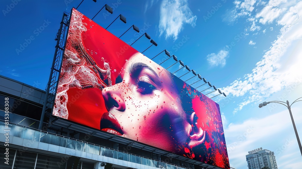 Vibrant billboard showcasing a new product launch, capturing the ...