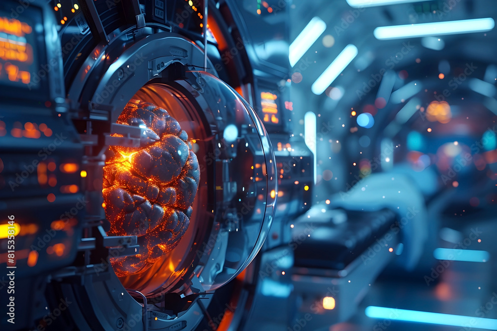 Cutting-Edge Nuclear Reactor Visualization with Glowing Futuristic Energy Core and Particles ...