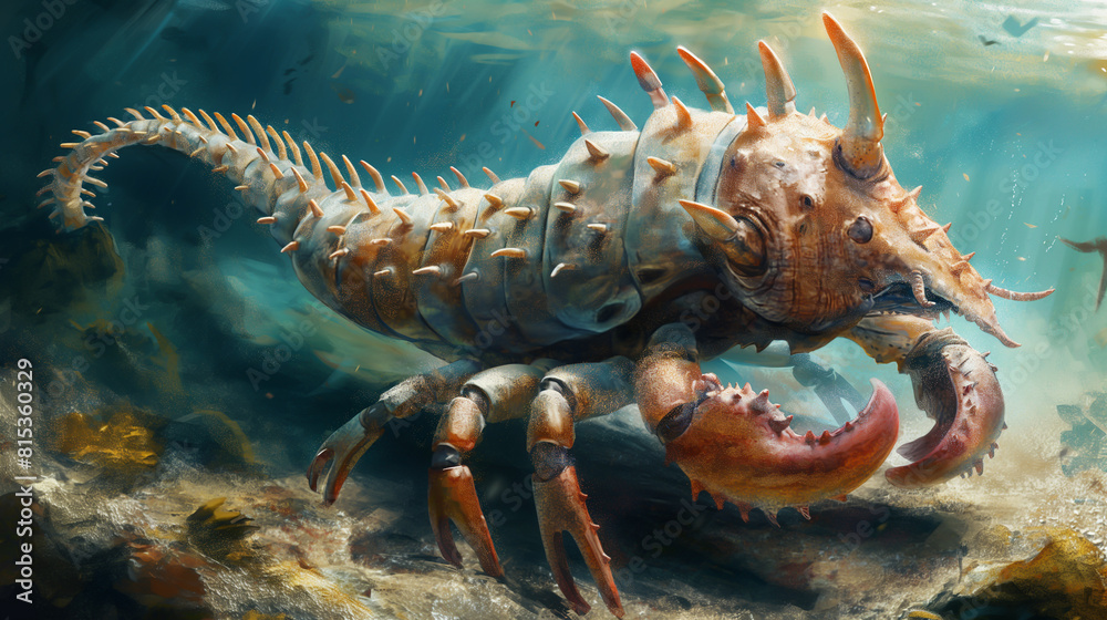 A stunningly detailed and realistic illustration of a giant alien crab ...