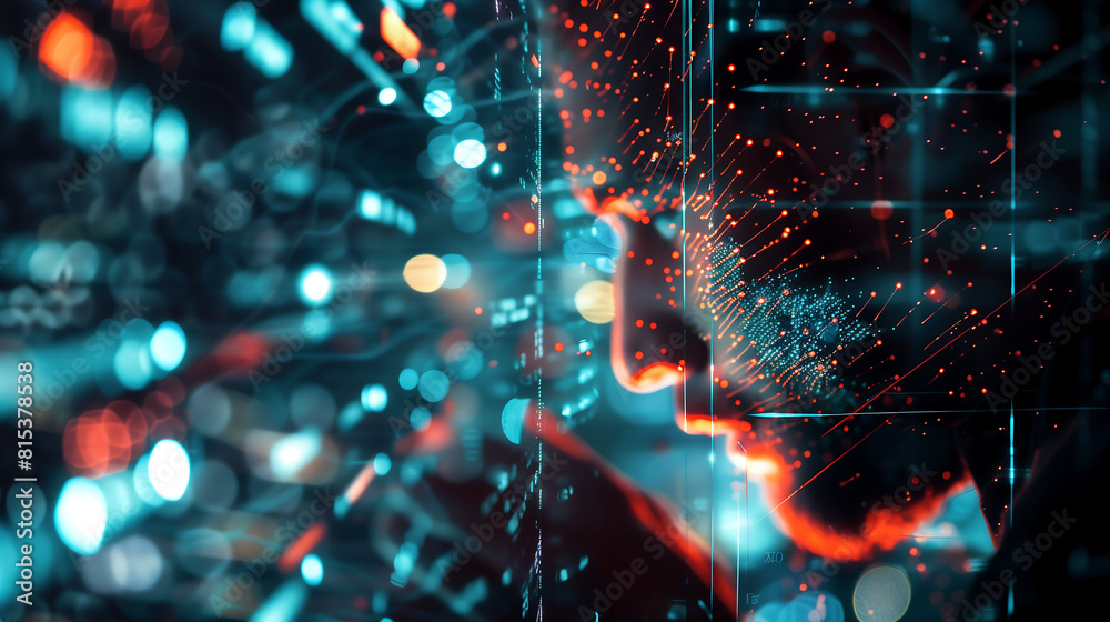 abstract digital background with blurred data points and glowing ...