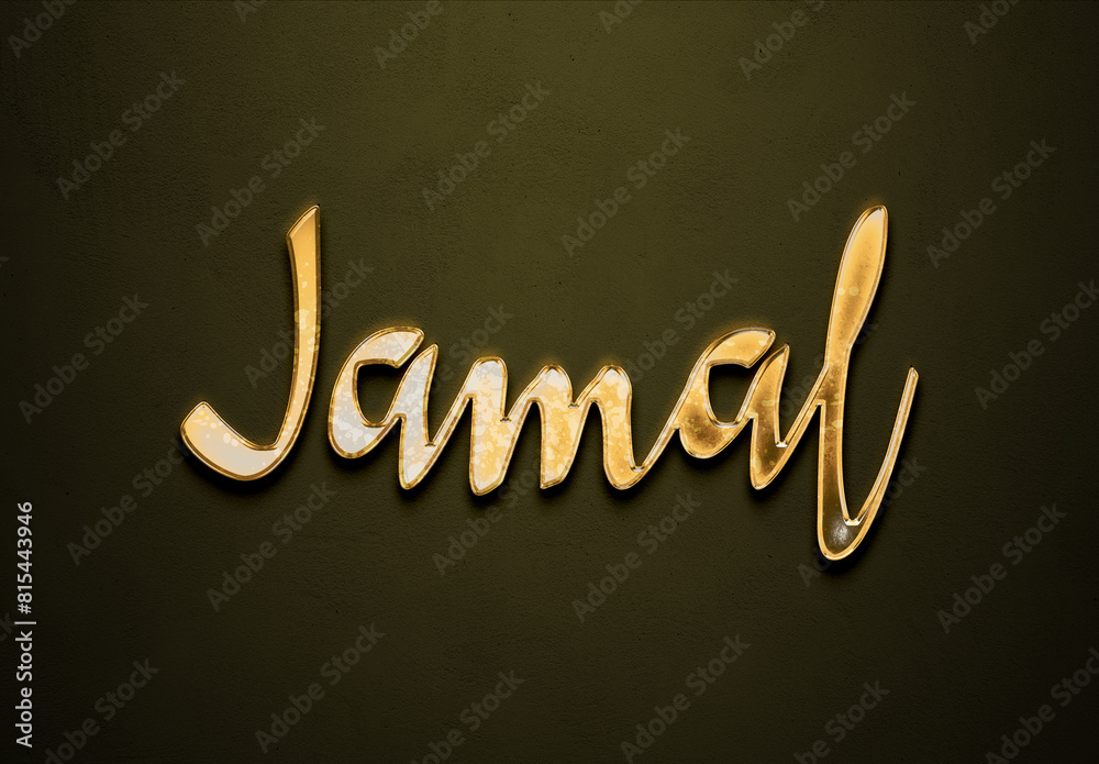 Old gold text effect of Arabic name Jamal with 3D glossy style Mockup ...