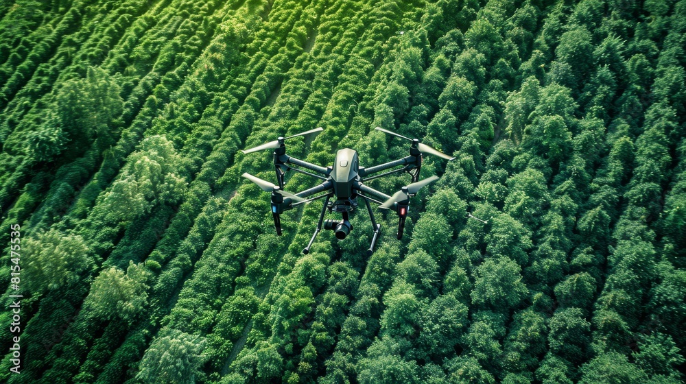 Stock-Illustration „Agricultural drone mapping out field boundaries and ...