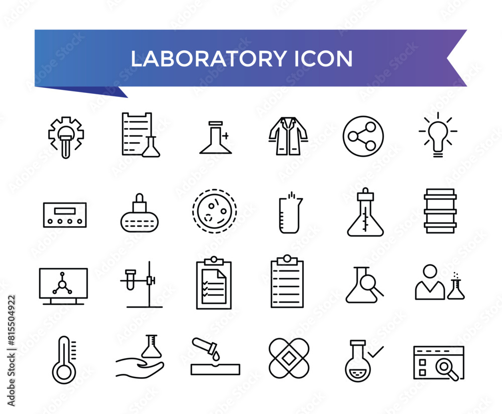 Laboratory icon collection. Related to experiment, test tube ...