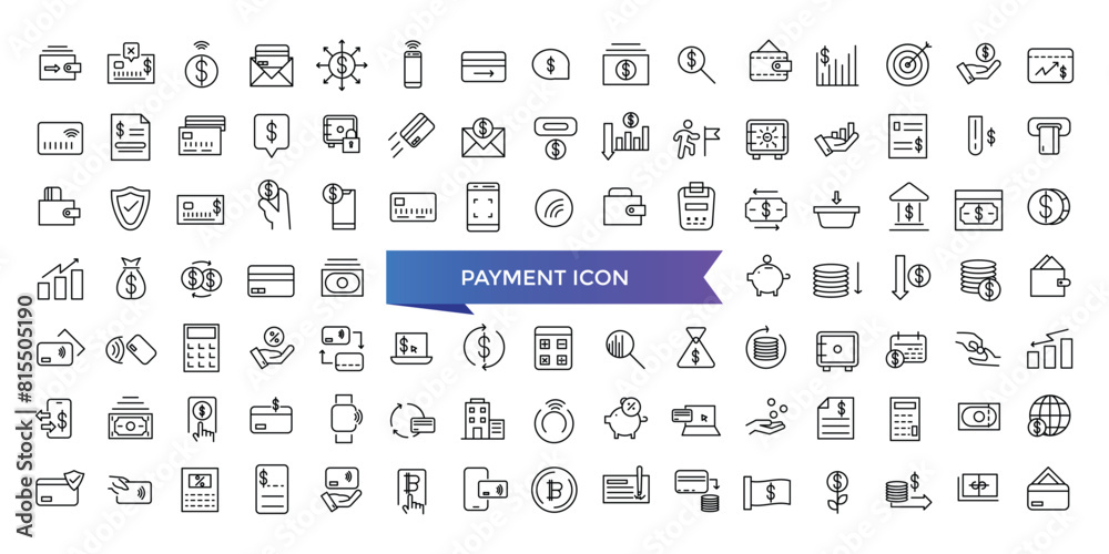 Payment icon collection. Business and finance payment collection with ...