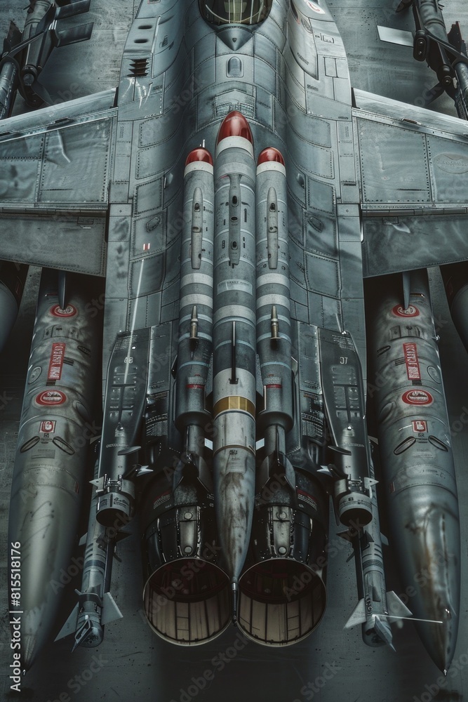 Detailed view of an F-16 weapons loadout, missiles and bombs mounted on ...
