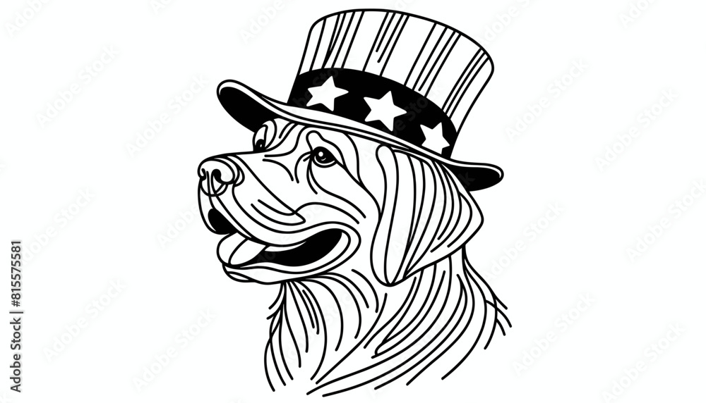 Labrador Retriever Dog 4th July Line Art Memorial Day Clip Art Animal ...