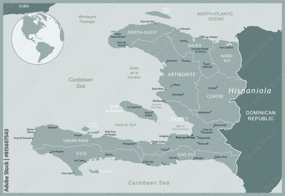 Haiti - detailed map with administrative divisions country. Vector ...
