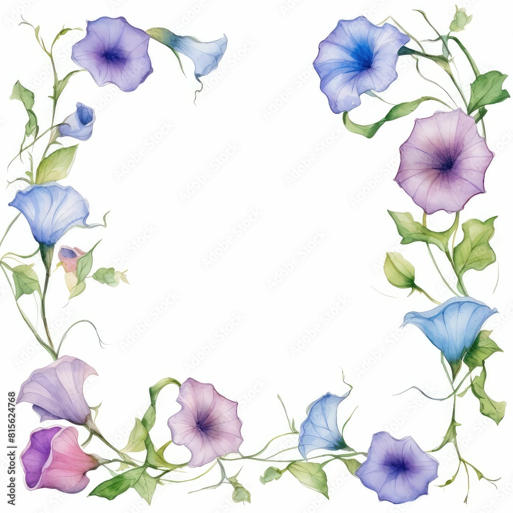 morning glory themed frame or border for photos and text. trumpet ...