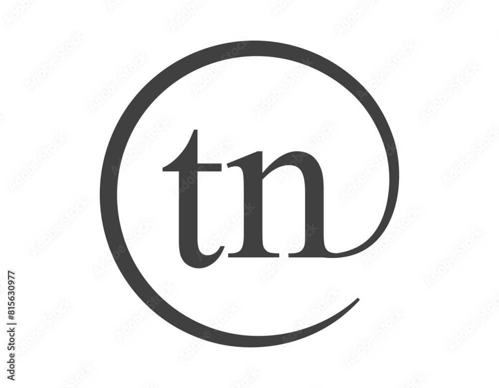 TN logo from two letter with circle shape email sign style. T and N ...