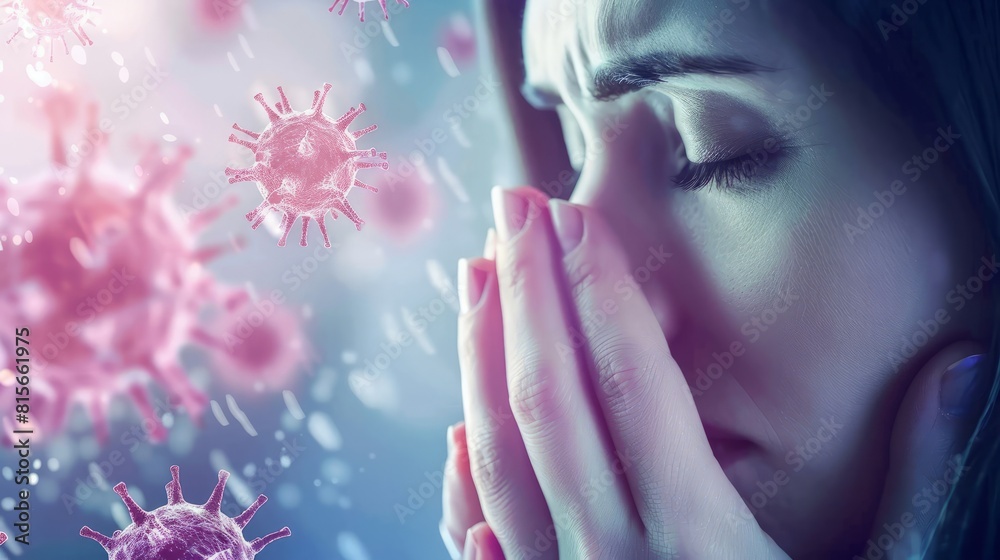 Foto de Stock Influenza flu is a highly contagious viral infection of ...