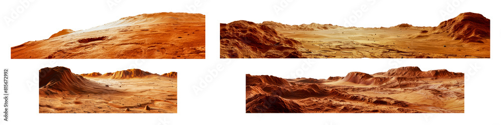 Set of Stunning Mars-like desert landscape with dramatic ridges and ...