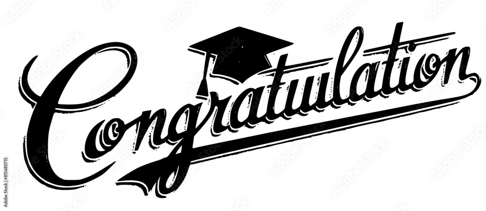 Congratulation sign for graduation party. Academic or graduation cap ...