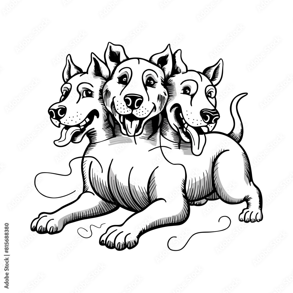 Cerberus Doodle Art: Terrifying Illustration of a Mythological Guardian ...
