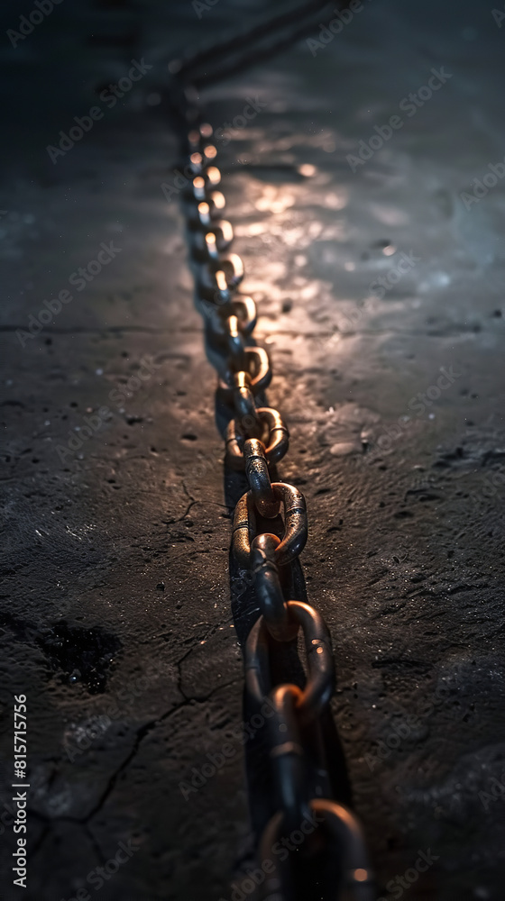 Spotlight on Broken Chain Link Symbolizing Failed Connections Stock ...