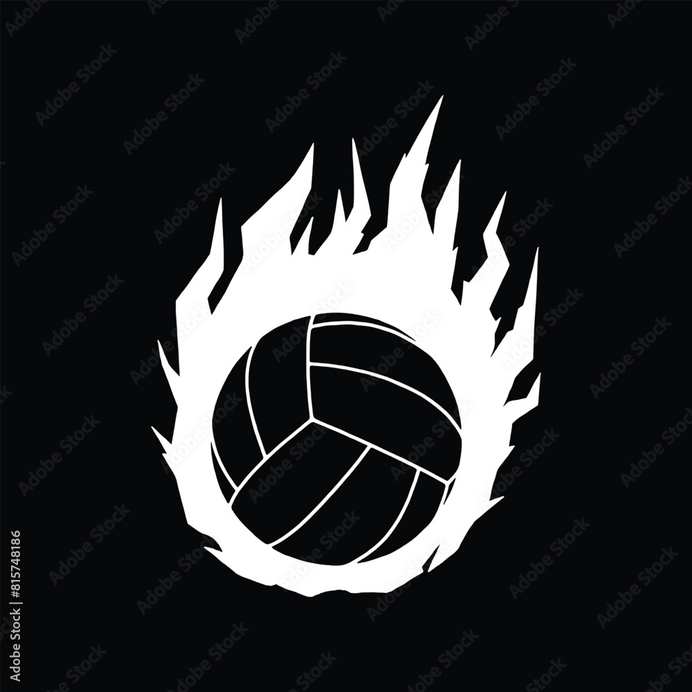 Volleyball with fire and flame shape illustration. Flaming volleyball ...