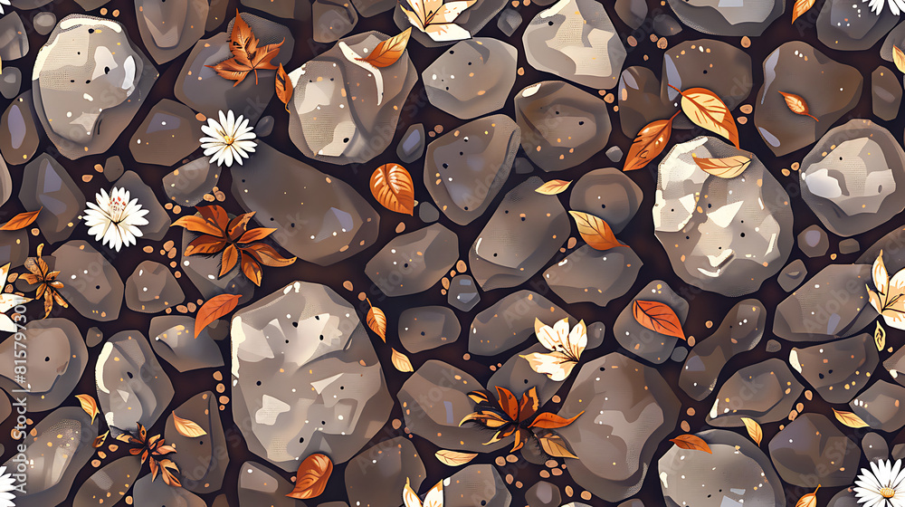 8-Bit RPG Serene Garden Pebble Floor Texture - Seamless tile. Endless ...