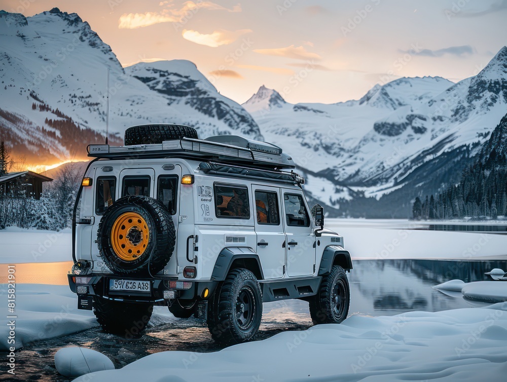 offroad adventure vehicle, RV 4x4, larger wheels bodywork with black ...