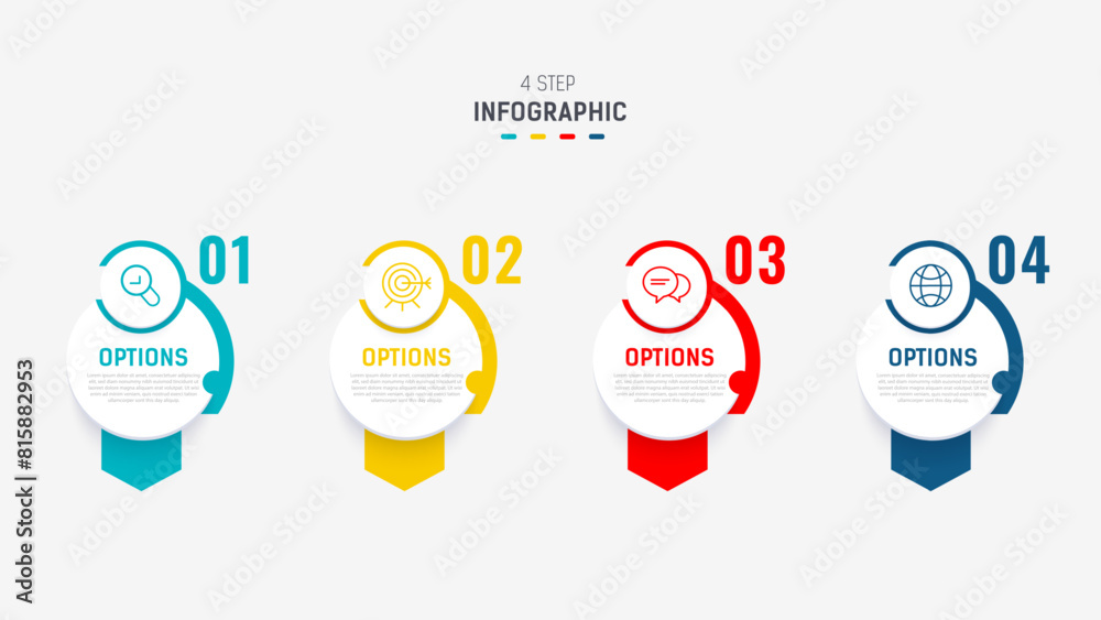 Four Step Infographic element design Vector template for presentation ...