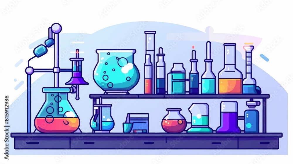 science lab flat design front view experimentation theme cartoon ...
