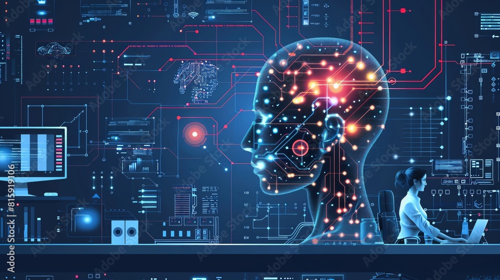 Artificial intelligence development lab with programmers finetuning a neural network for deep ...