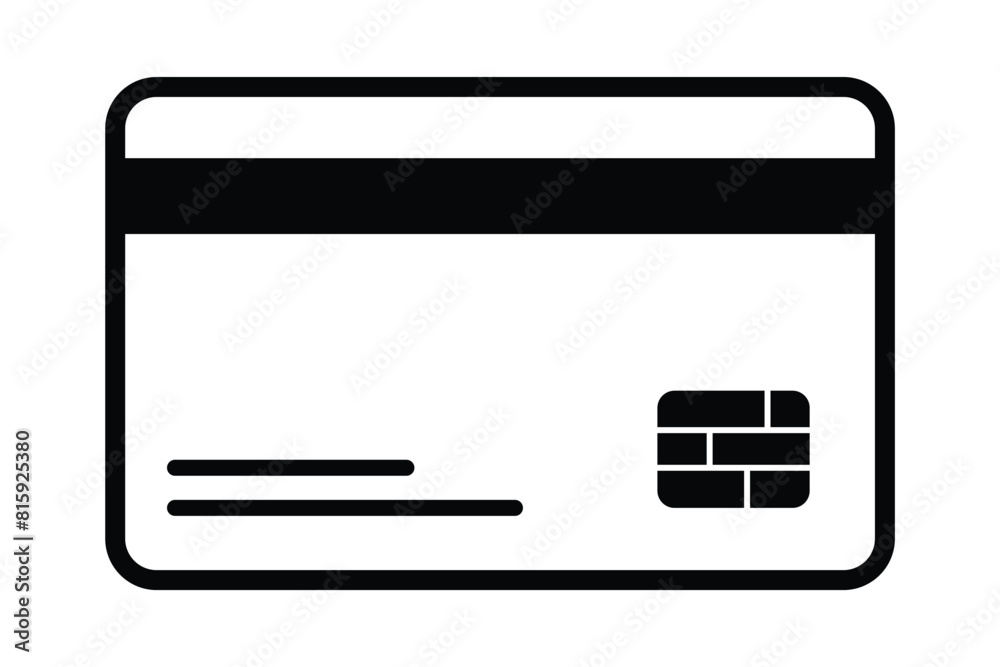 credit card icon. atm card symbol with chip. simple bank debit card ...