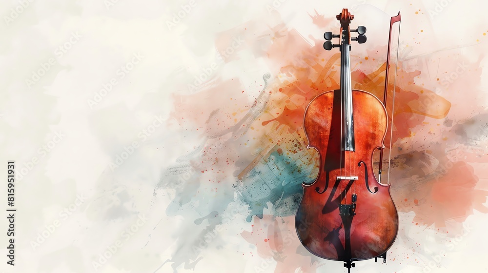 Cello flat design top view symphony theme watercolor Splitcomplementary ...