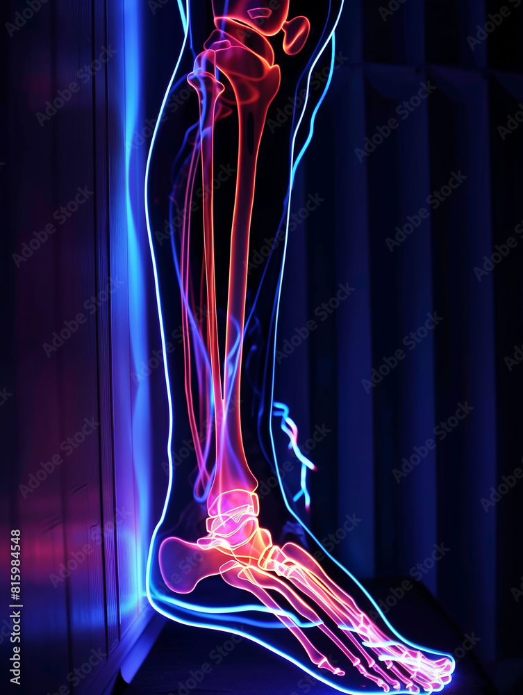 Detailed 3D X-Ray Rendering of Human Foot Anatomy with Bones, Joints ...