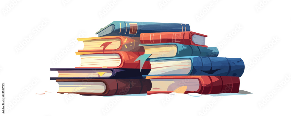 Cartoon stacked books, students textbooks pile. vector simple ...