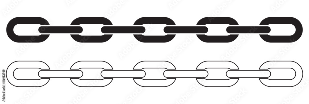 Vector illustration of chain pattern set of braided ropes in white ...