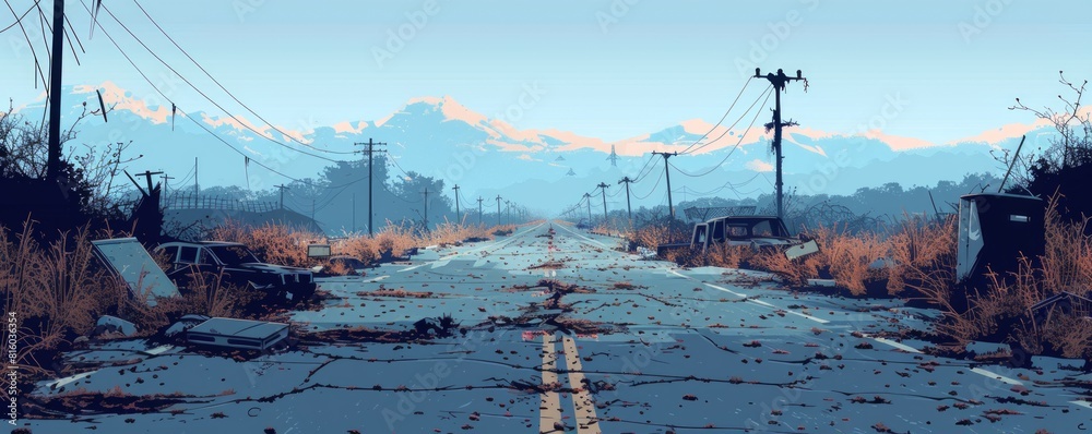A post-apocalyptic wasteland where abandoned highways stretch across ...