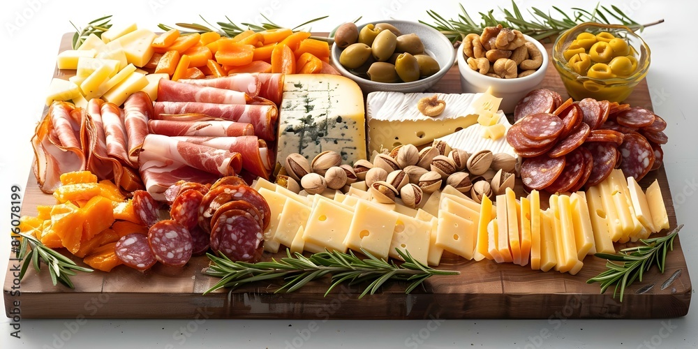 Assorted Charcuterie Board with Cheeses, Meats, Nuts, Olives, and Other ...