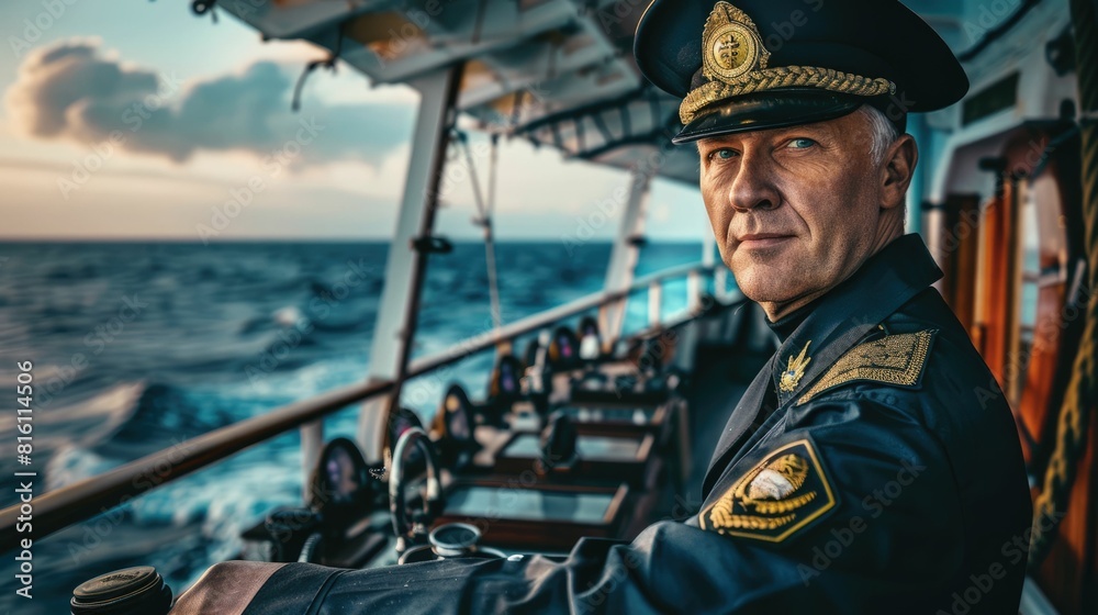 The picture of the military working as the marine captain for sailing ...