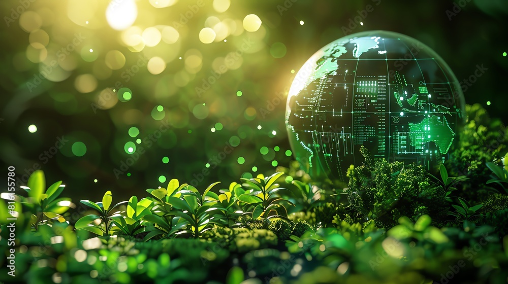 Visual metaphor for ESG concepts, Earth globe with green, sustainable ...