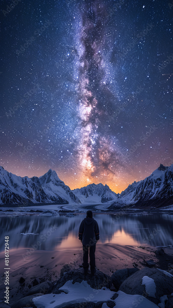 On a very dark night, the Milky Way can be seen in the sky, the ...