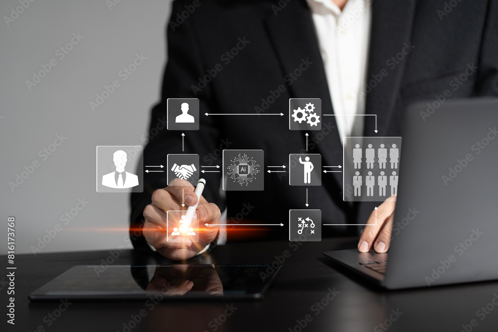 Organization chart showing hierarchy structure of teams in corporation ...