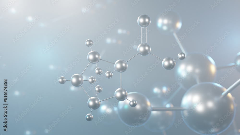 proline molecular structure, 3d model molecule, proteinogenic amino ...